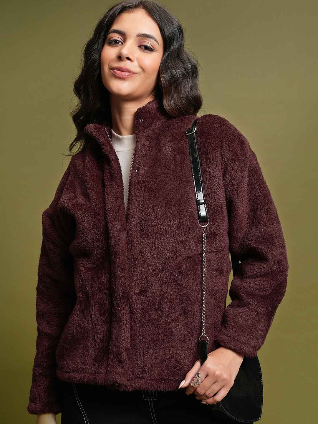 Buy Tokyo Talkies Brown Self Design Open Front Jacket - Jackets for ...