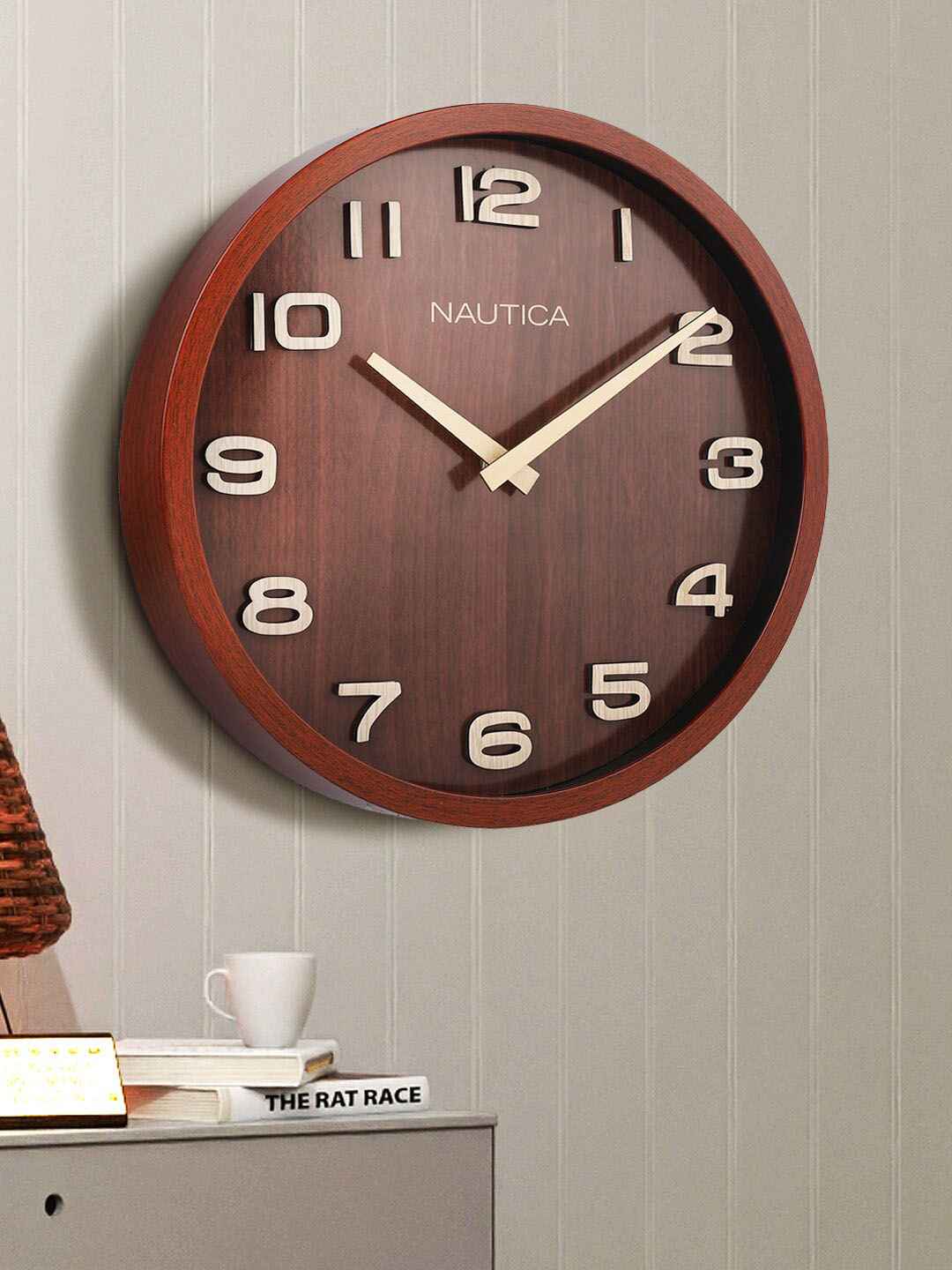 Buy Nautica Maroon & White Contemporary Wall Clock - Clocks for Unisex ...