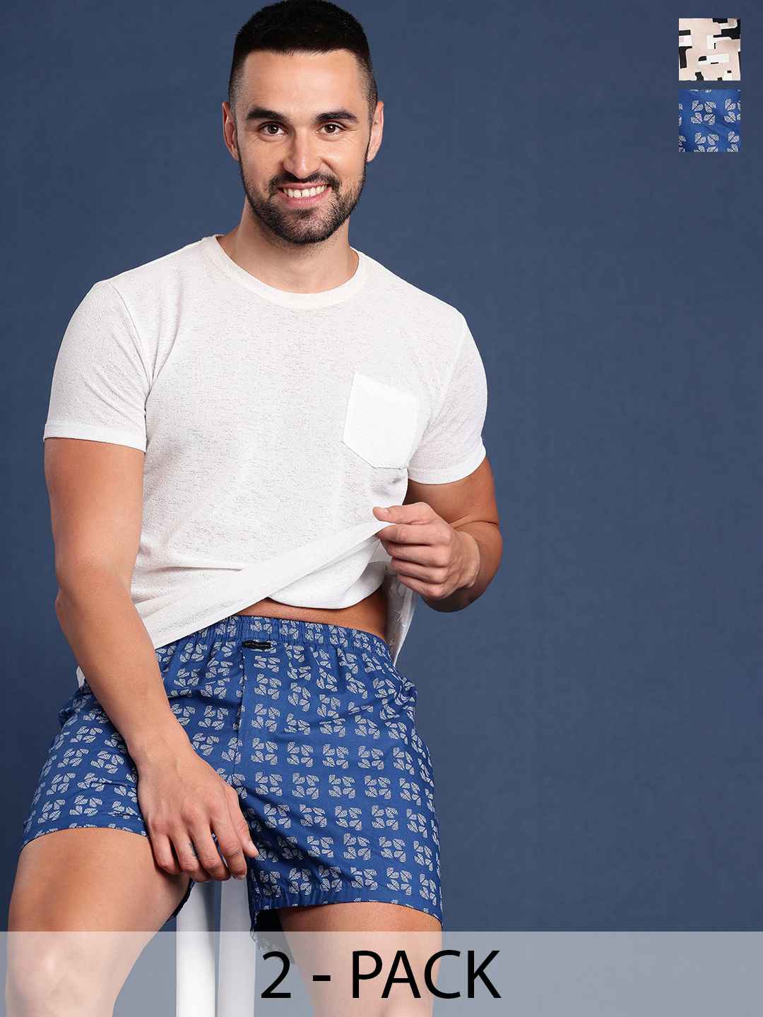 Buy Mast & Harbour Men Set Of 2 Printed Pure Cotton Boxers - Boxers for ...