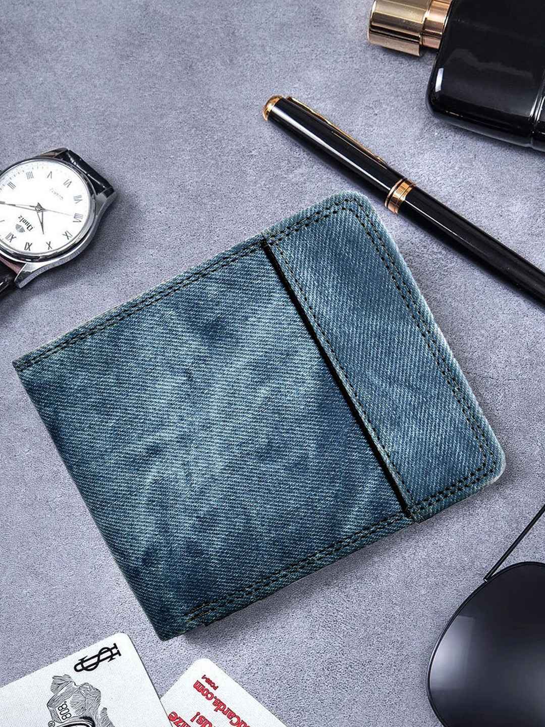 Buy The Roadster Lifestyle Co. Men Blue Textured Formal Two Fold Wallet ...