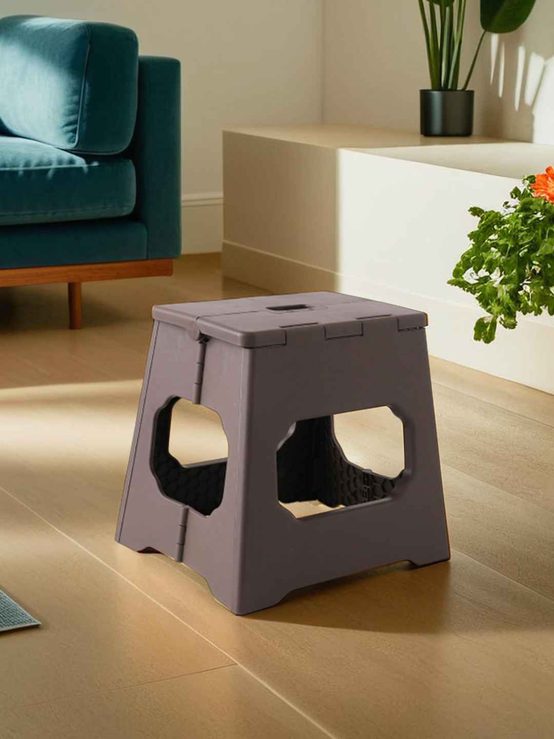 Buy Kuber Industries Brown Matte Floral Foldable Step Stool - Stool for ...