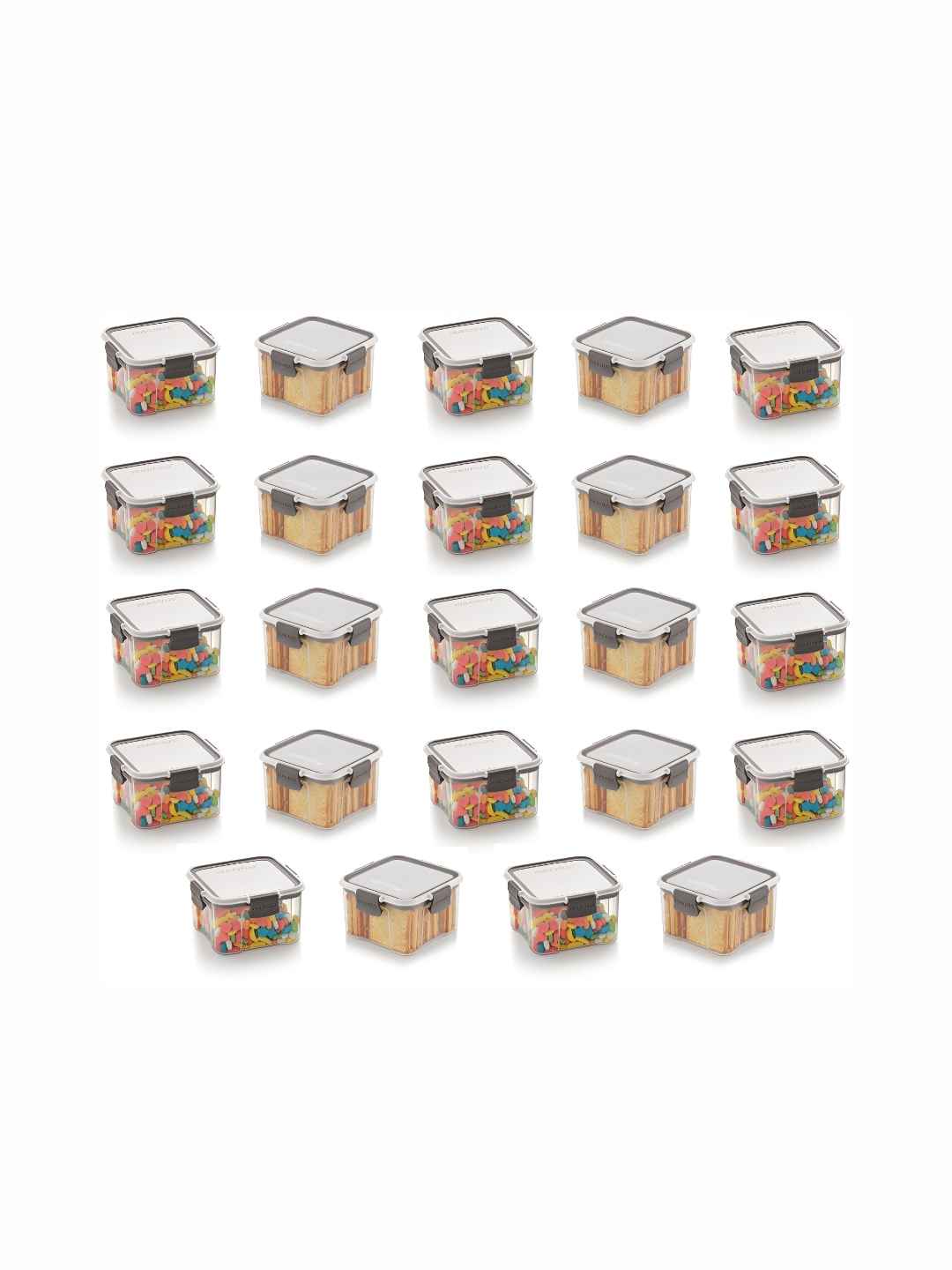 Buy MAGNUS Transparent & Grey 24 Pcs BPA Free Utility Containers 460 Ml ...
