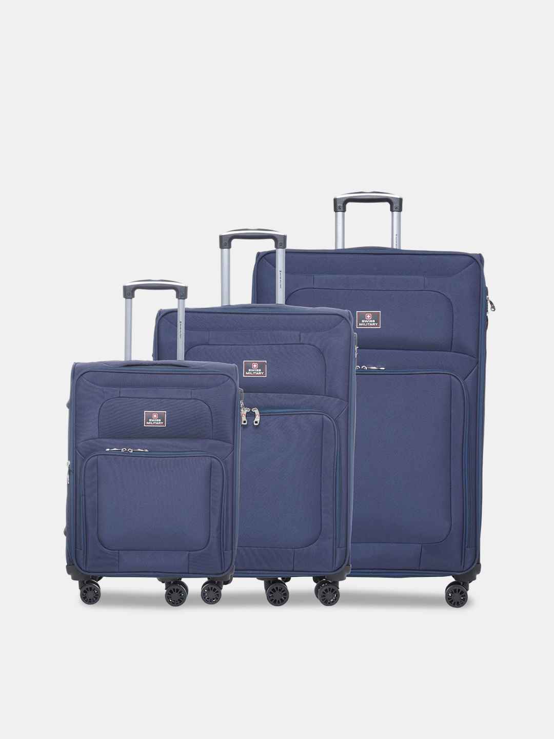 Buy SWISS MILITARY Set Of 3 Black Soft Sided Trolley Bag - Trolley Bag ...