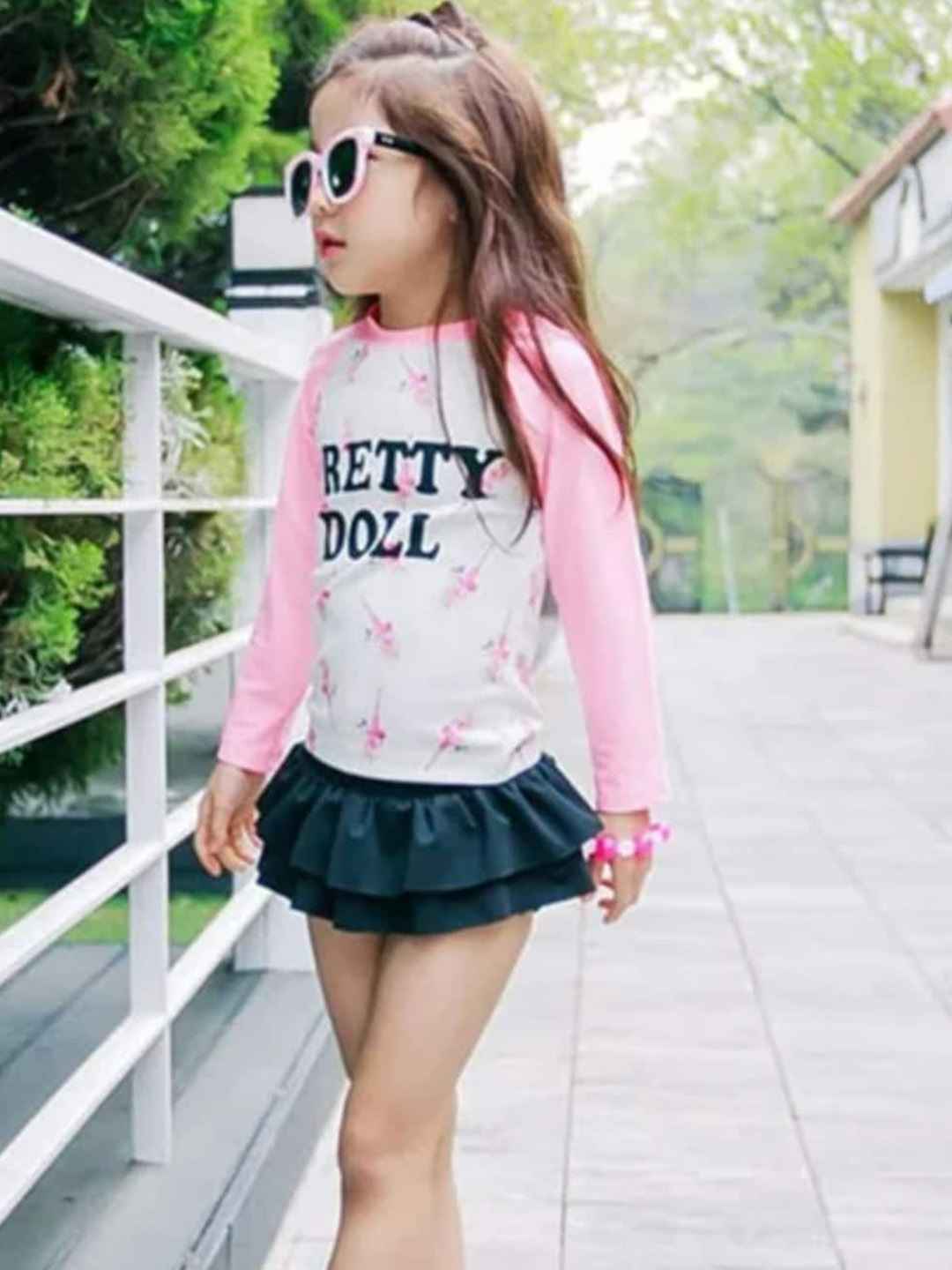 Buy Bubble Berry Girls Printed 2 Piece Skirt Swimsuit - Swimwear for ...