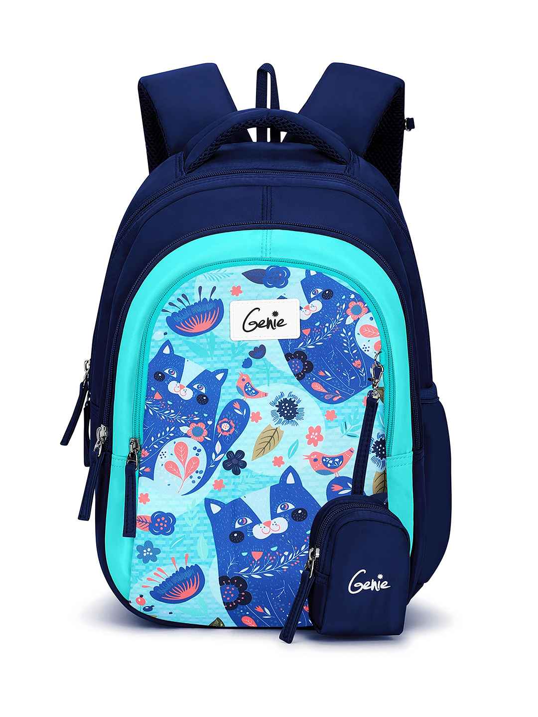 Buy Genie Girls Graphic Printed Ergonomic Backpack With Zip Pouch ...