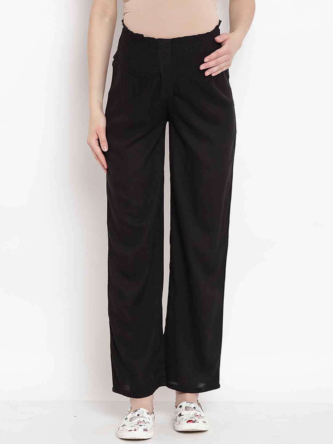 Buy Mine4Nine Women Original Mom Fit Easy Wash Maternity Trousers ...