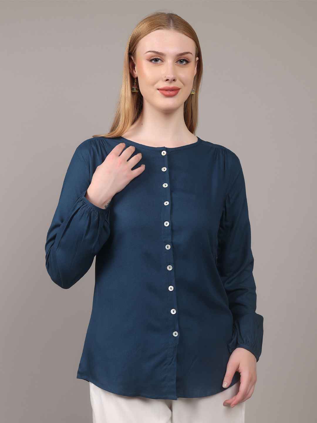 Buy SUTI Puff Sleeve Shirt Style Top - Tops for Women 30118567 | Myntra