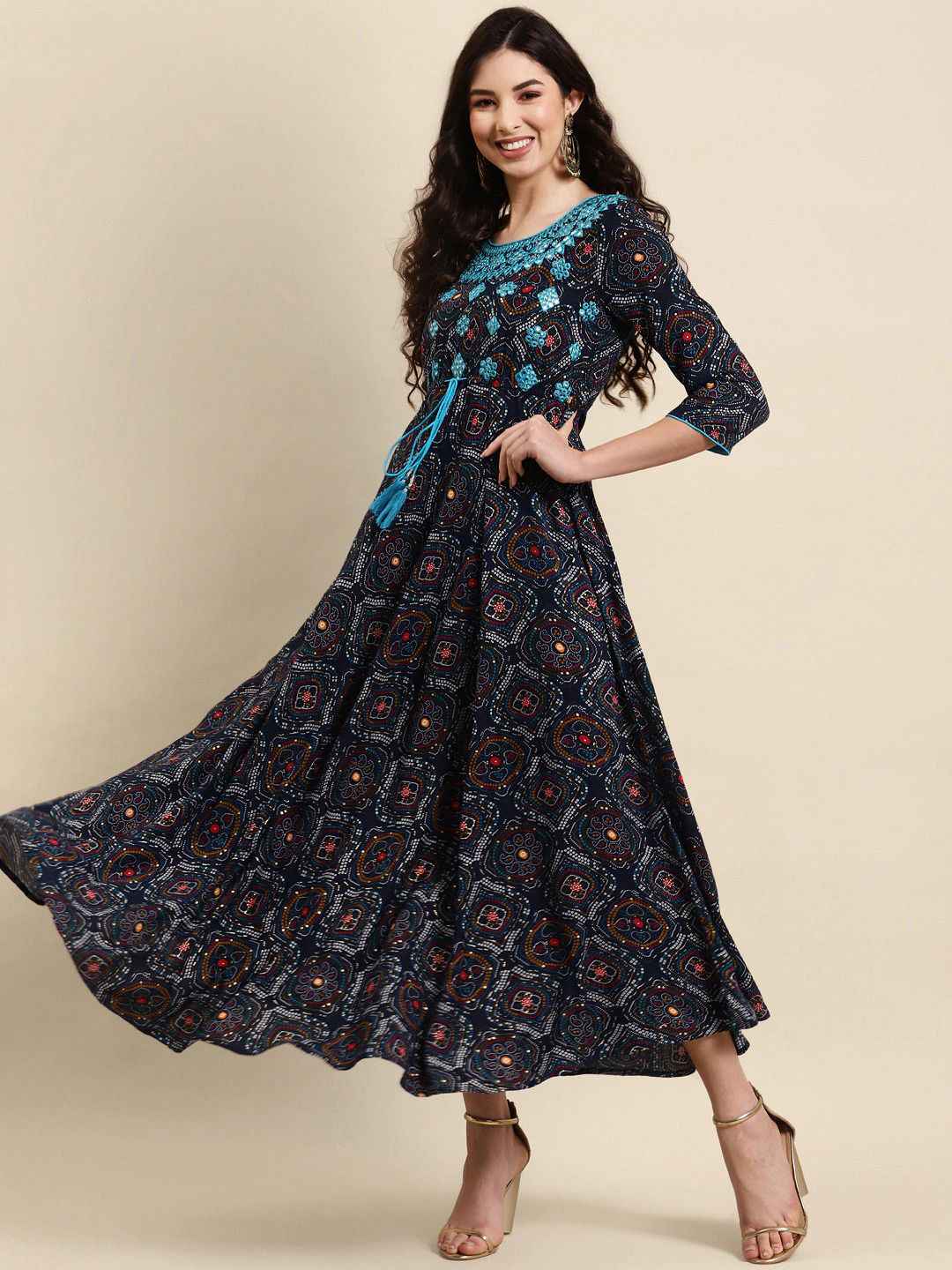 Buy Anouk Ethnic Motifs Print Liva Maxi Dress - Dresses for Women ...