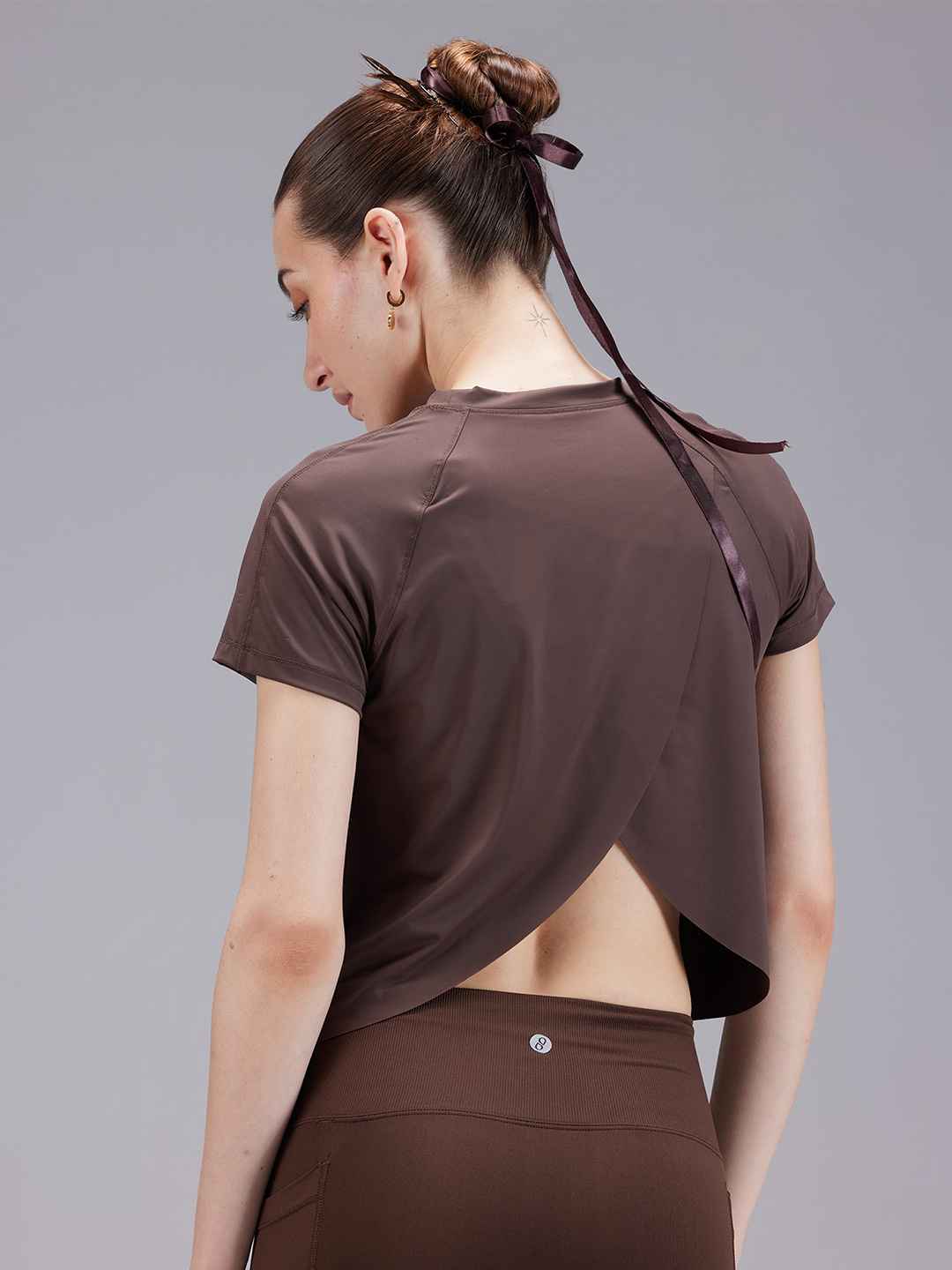 Buy Cava Brown Overlap Tee - Tops for Women 30458406 | Myntra