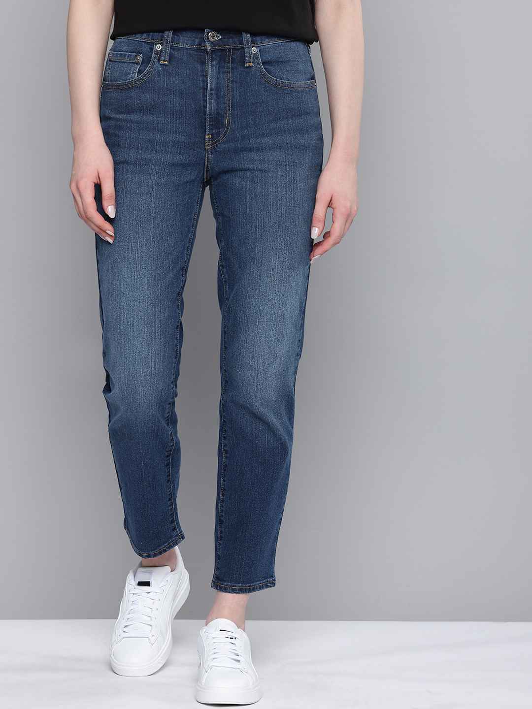 Buy Levis Women 724 Slim Straight Fit High Rise Light Fade Stretchable ...