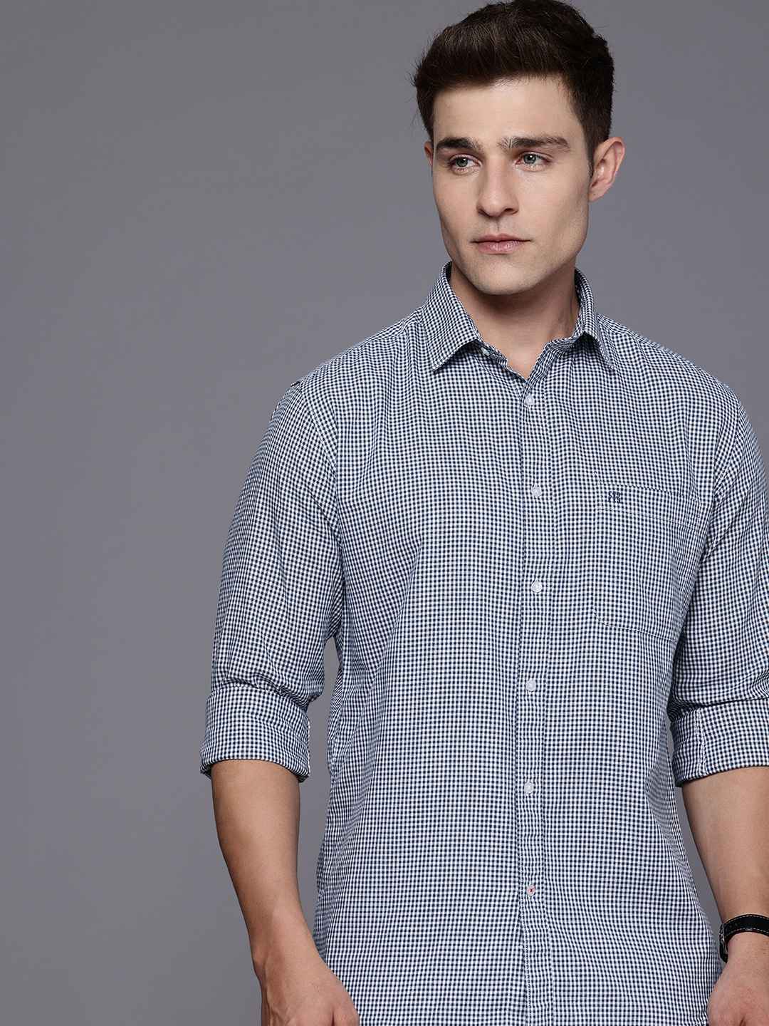 Buy Raymond Pure Cotton Slim Fit Checked Casual Shirt - Shirts for Men ...