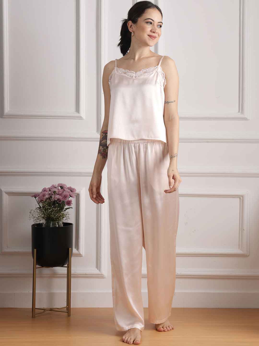 Buy Slumber Jill Sunset Blush Shoulder Straps Cami With Pyjama - Night ...