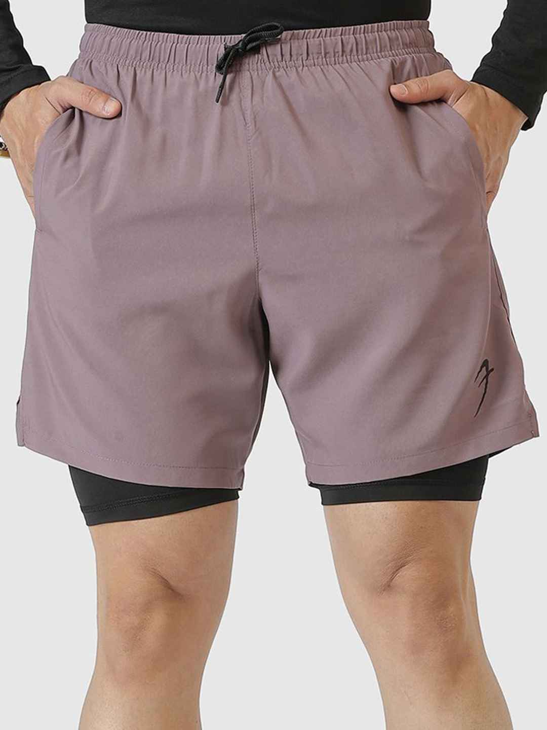 Buy FUAARK Double Layer 2 In 1 Sports Shorts With Inner Tights For Men ...