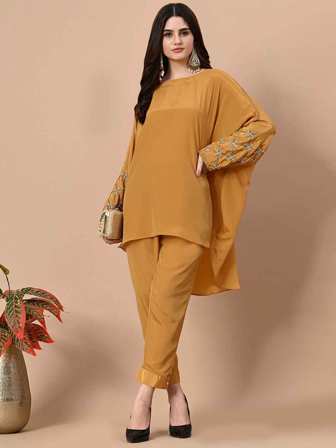 Buy Demure By Shiba Embellished Round Neck Top With Trouser - Co Ords ...