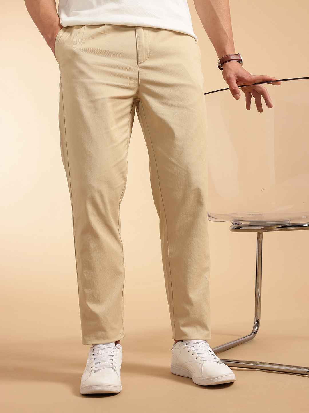 Buy French Connection Men Pleated Chinos Trousers - Trousers for Men ...