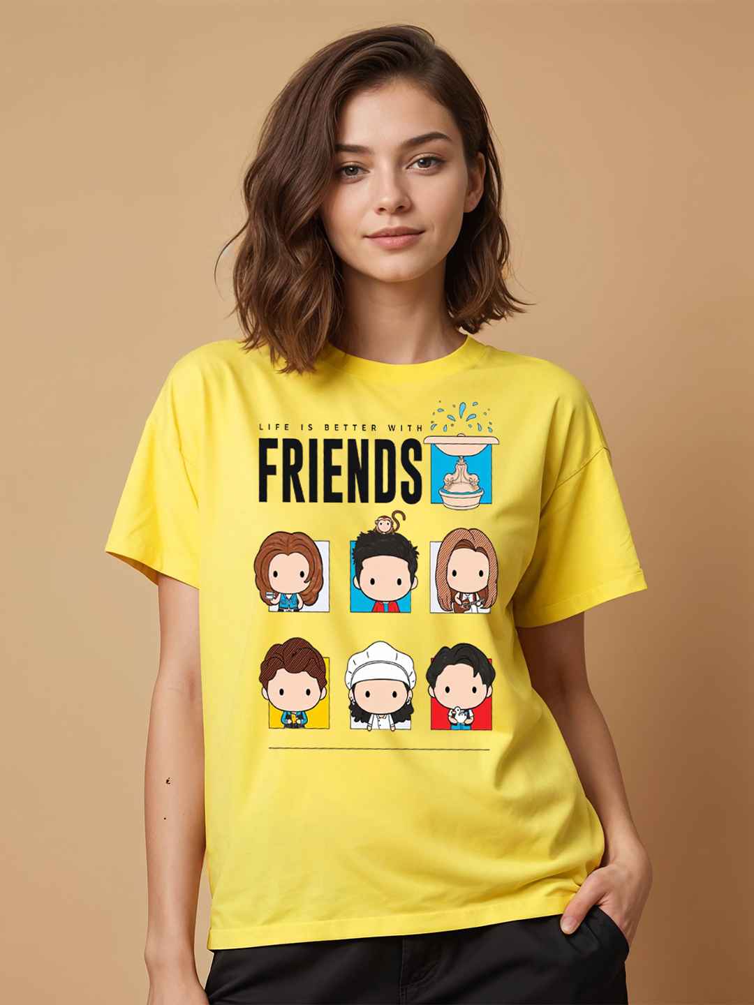 Buy SMARTEES Women Graphic Printed Round Neck Cotton Oversized T Shirt ...