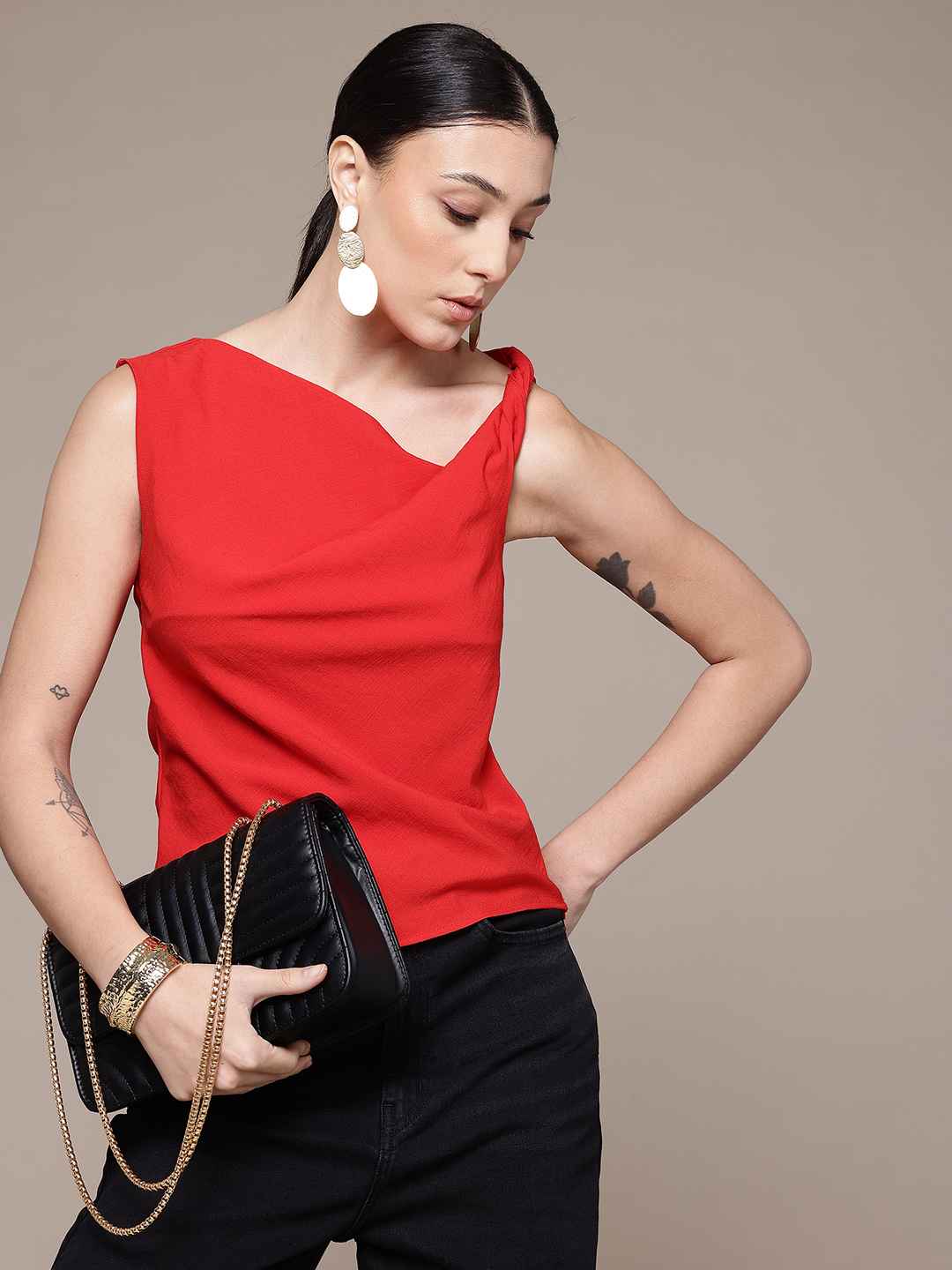 Buy MANGO Asymmetric Neck Twisted Detail Top - Tops for Women 34855770 ...