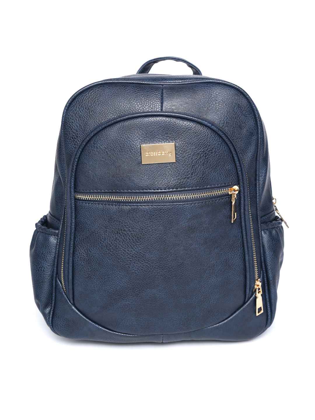 Buy DressBerry Women Navy Blue Solid Backpack - Backpacks for Women ...