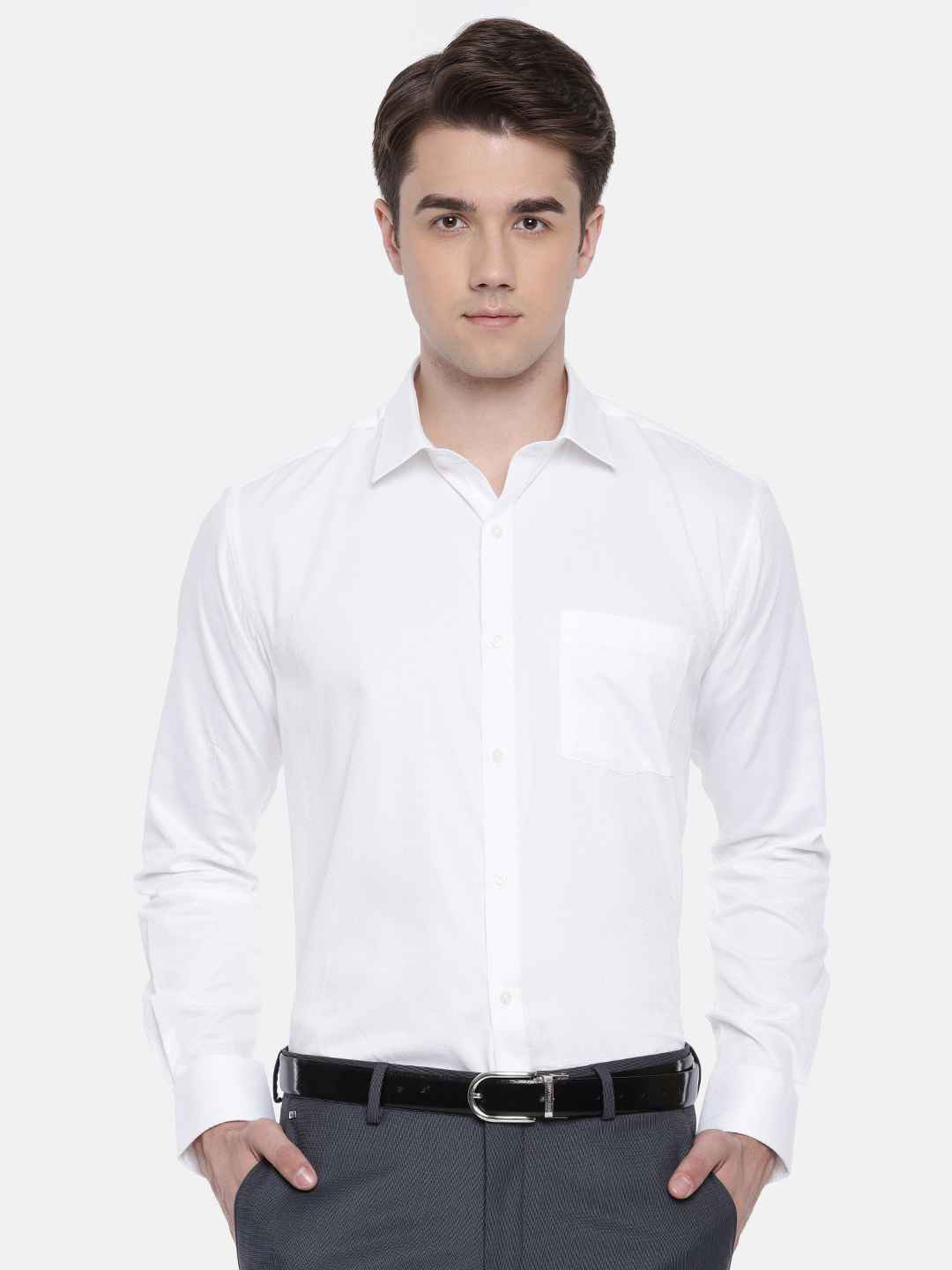 Buy Park Avenue Men White Slim Fit Self Design Formal Shirt - Shirts ...