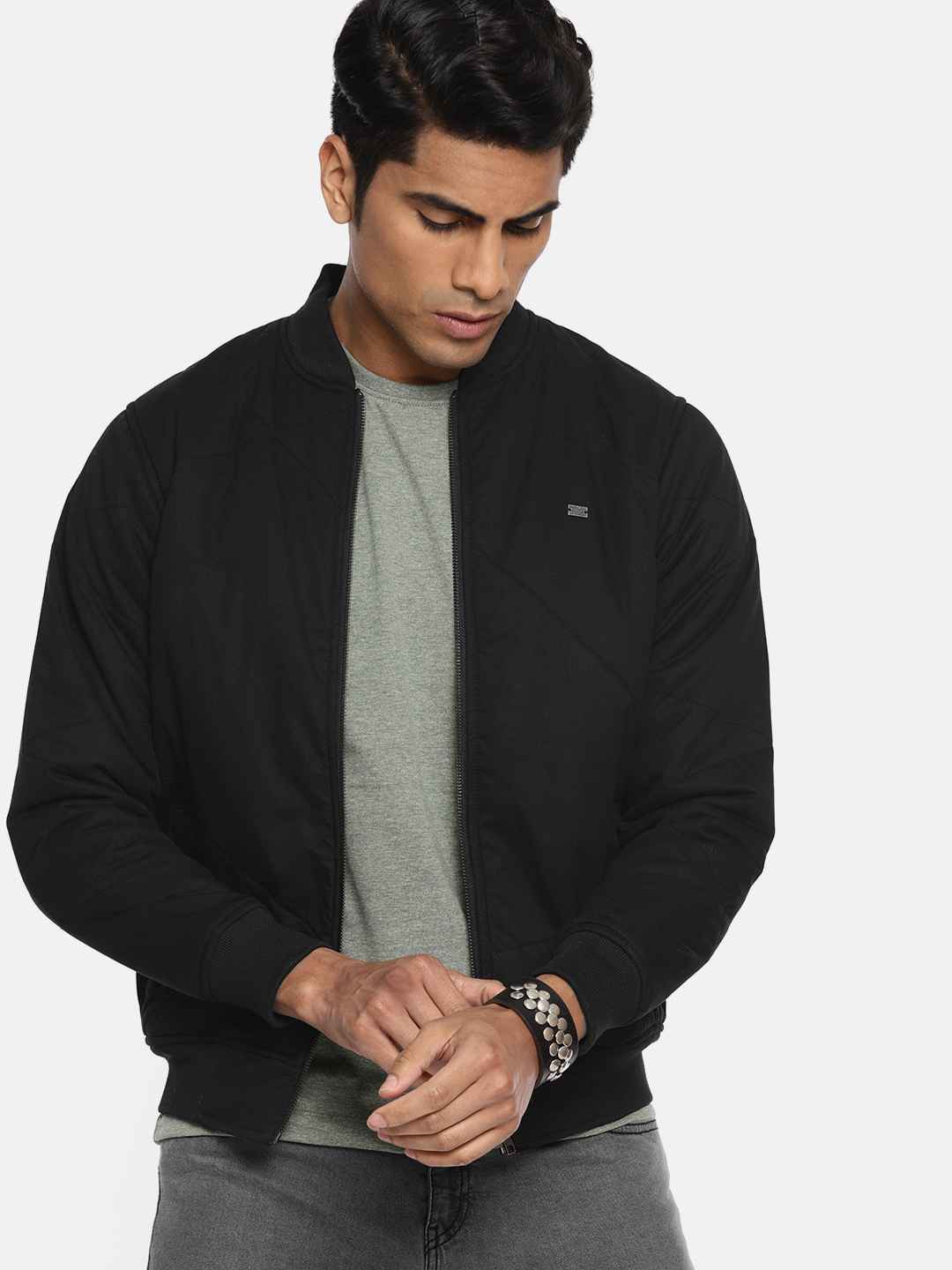 Buy The Roadster Lifestyle Co Men Black Solid Bomber - Jackets for Men 9563993 | Myntra