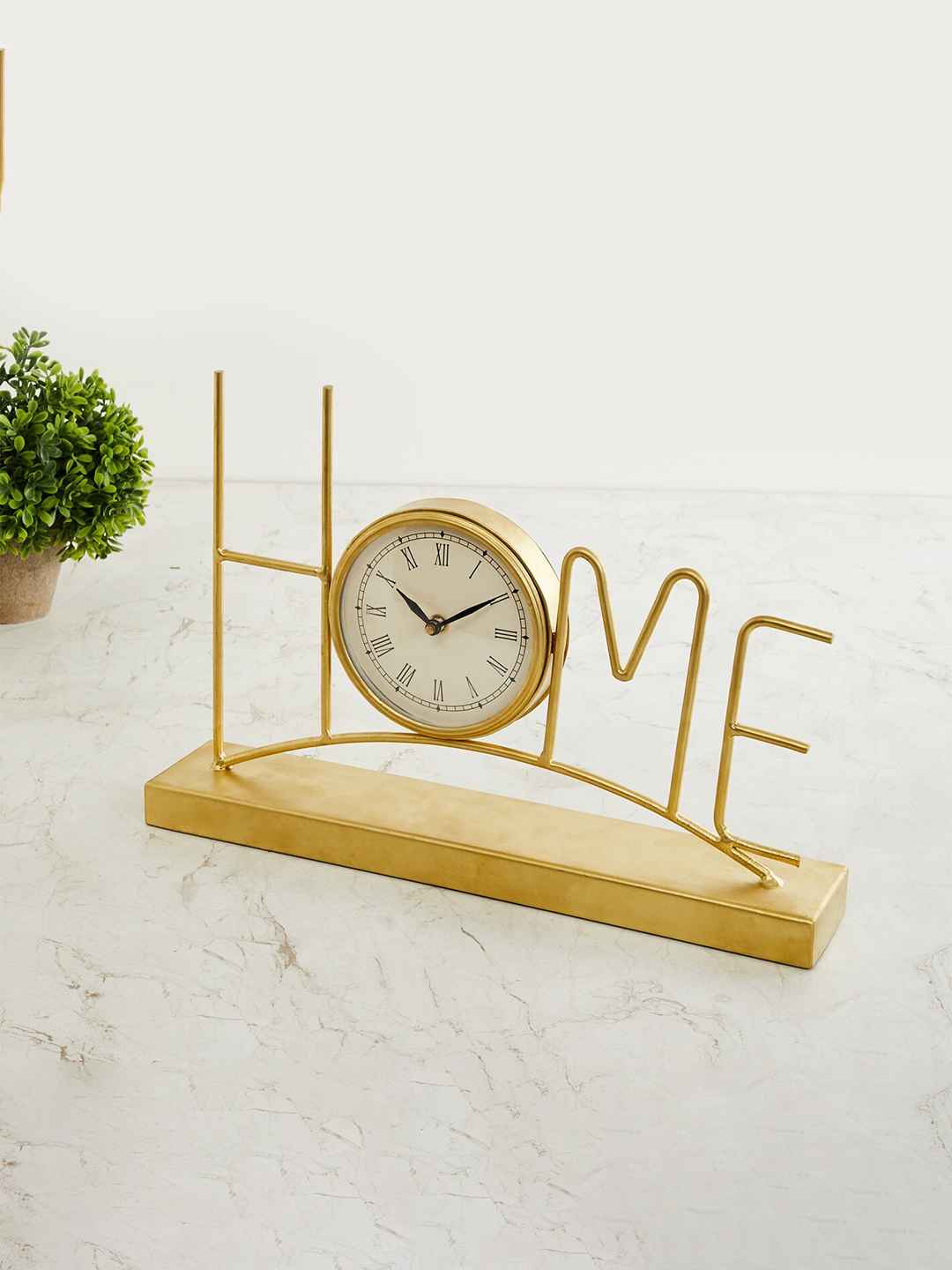 Buy Home Centre Gold & White Quirky Contemporary Wall Clock - Clocks ...