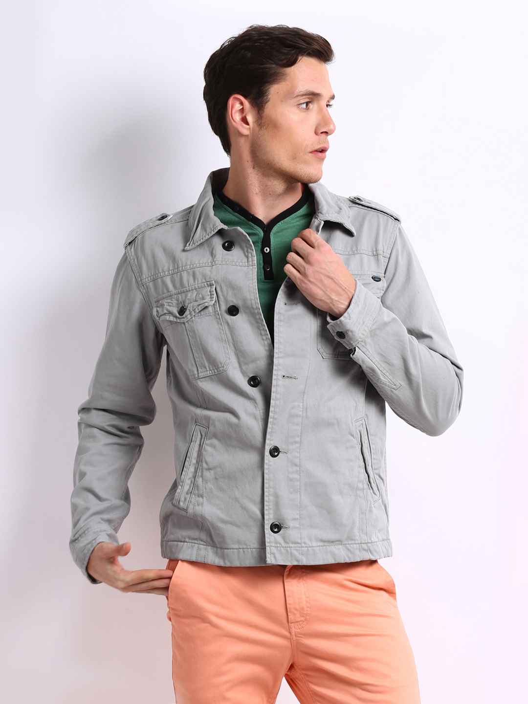 Buy Breakbounce Men Grey Odin Bear Hug Slim Fit Jacket - Jackets for ...