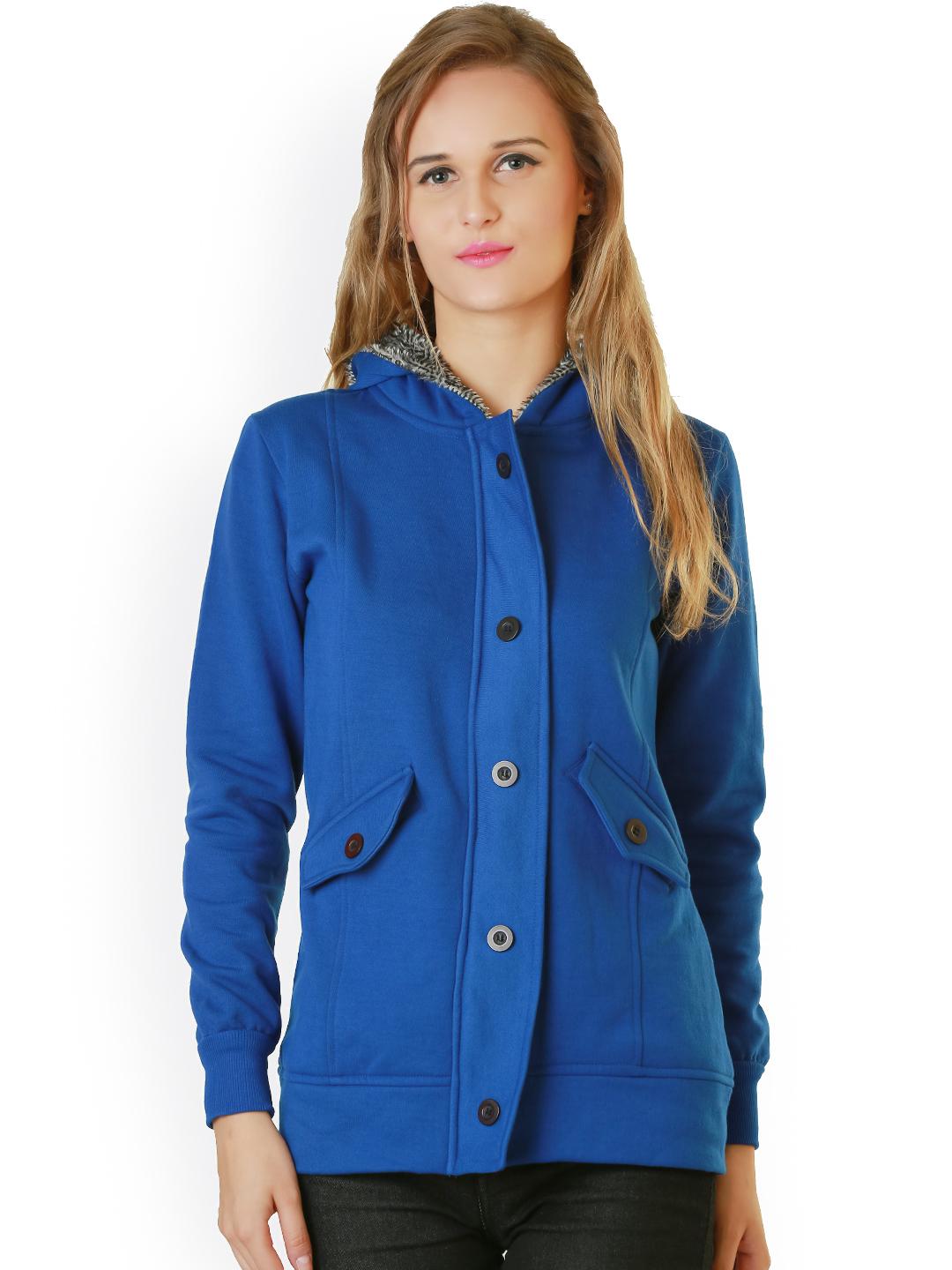 Buy Belle Fille Blue Hooded Jacket - Jackets for Women 1010486 | Myntra