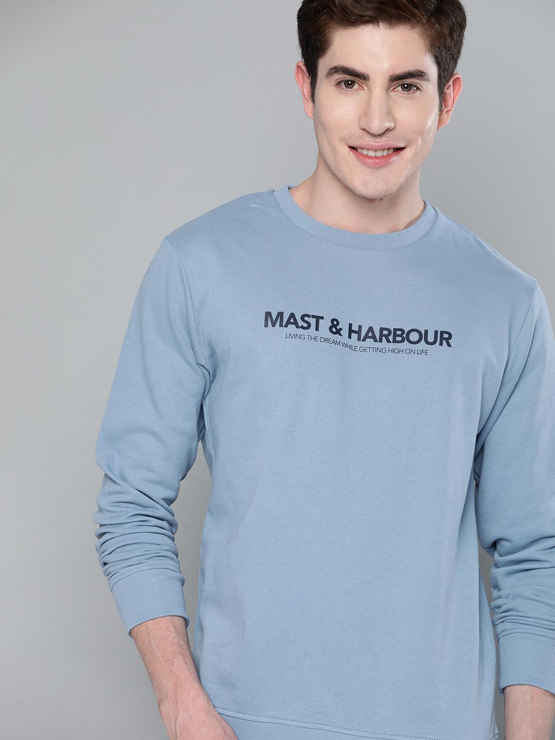 Buy Mast & Harbour Men Blue Printed Sweatshirt - Sweatshirts for Men ...