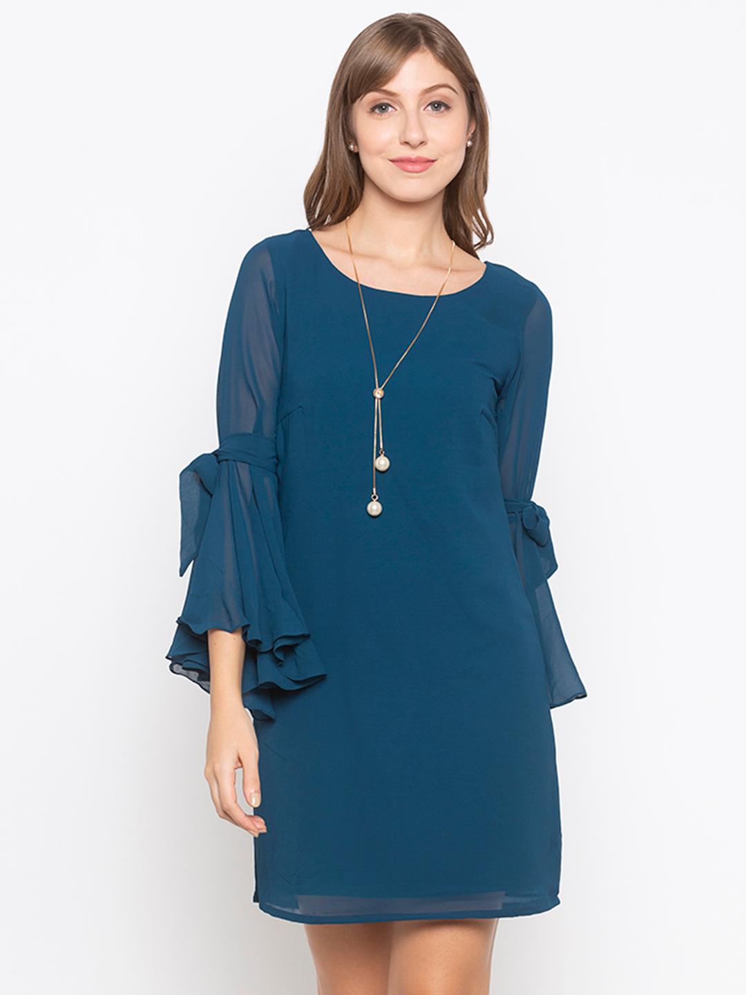 Buy Iti Women Teal Blue Solid Sheath Dress - Dresses for Women 10213605 ...