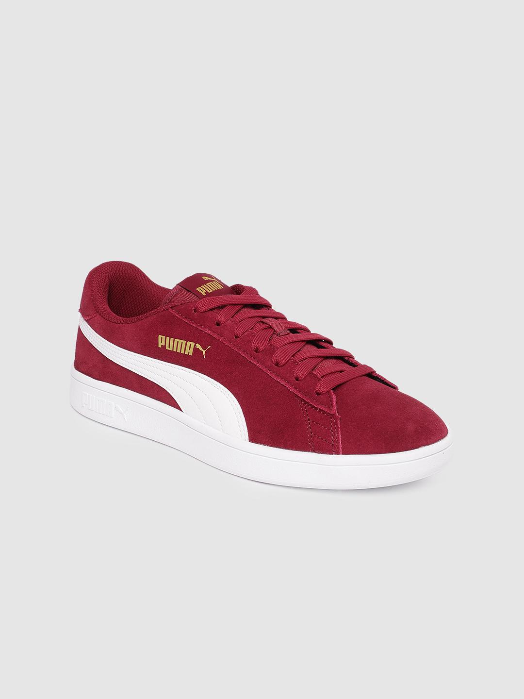 Buy Puma Unisex Maroon Smash V2 Suede Sneakers - Casual Shoes for ...