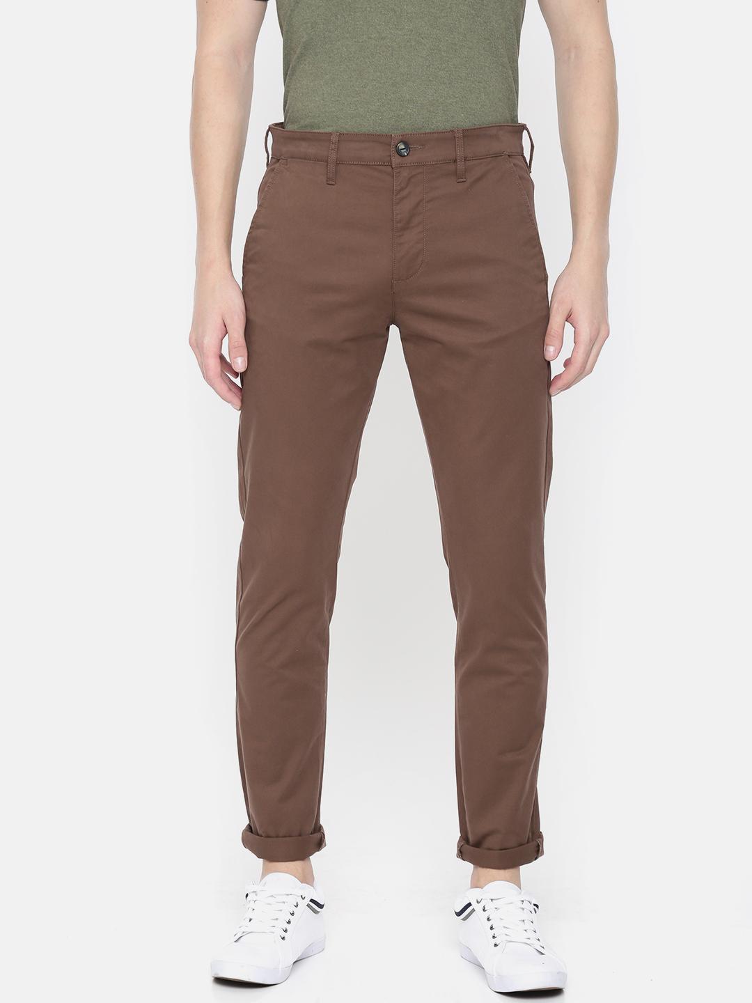 Buy Wrangler Men Brown Slim Fit Solid Chinos - Trousers for Men ...