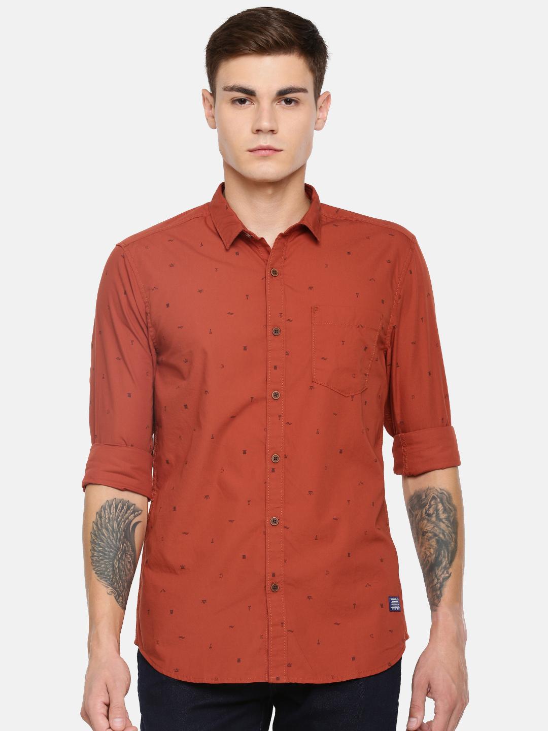 Buy Wrangler Men Rust Regular Fit Printed Casual Shirt - Shirts for Men ...