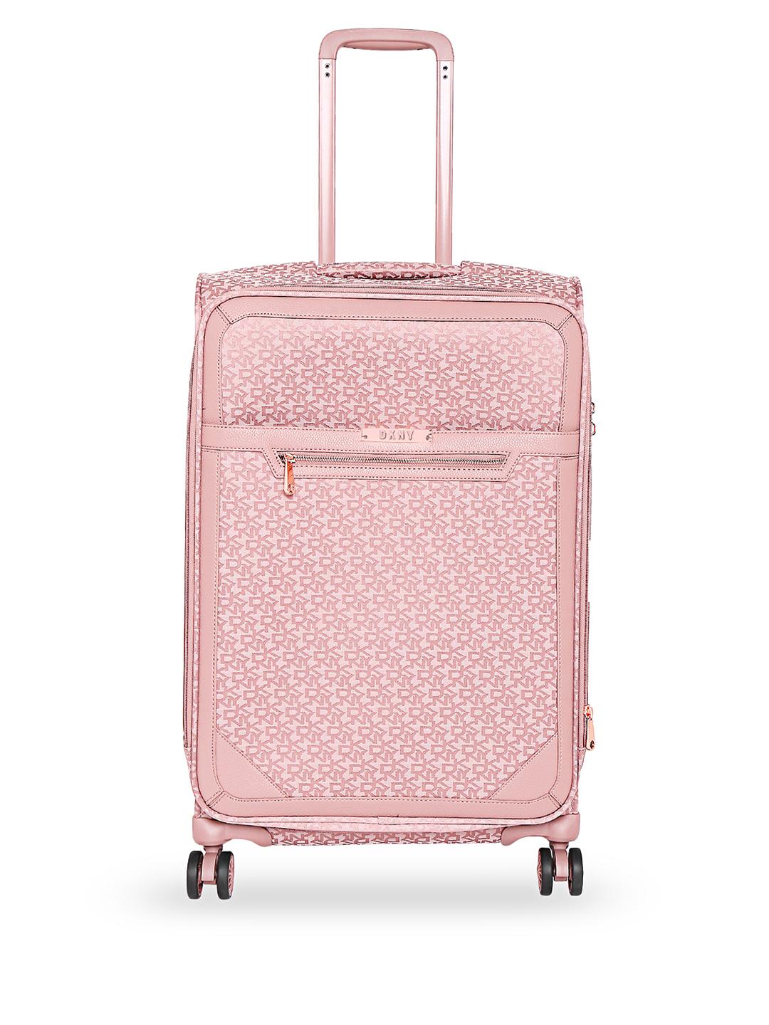 Buy DKNY Unisex Pink Patterned Signature Softs Soft Sided Large Trolley ...