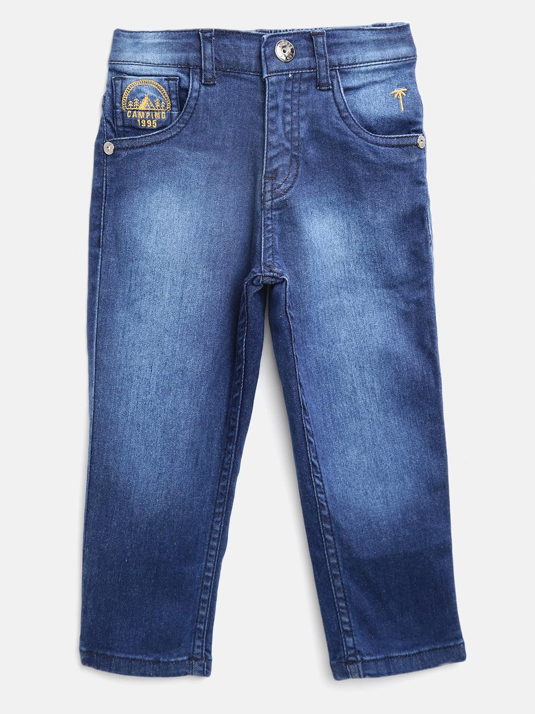Buy Palm Tree Boys Navy Regular Fit Mid Rise Clean Look Stretchable ...