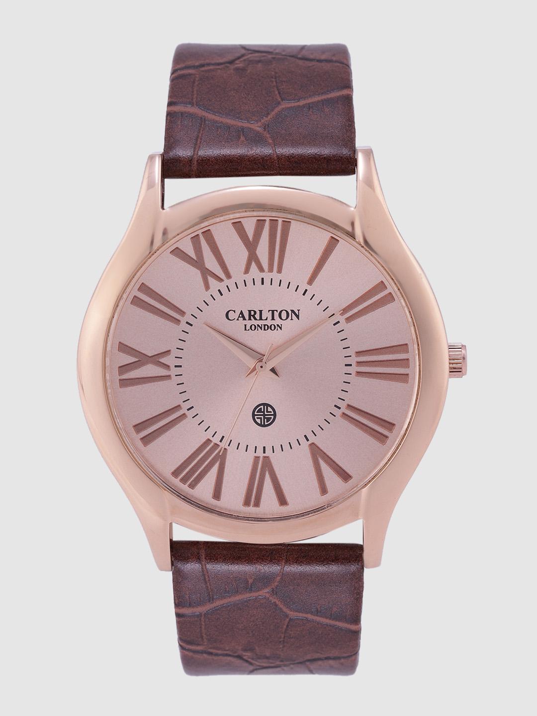 Buy Carlton London Men Rose Gold Toned Analogue Watch CG037RROB ...
