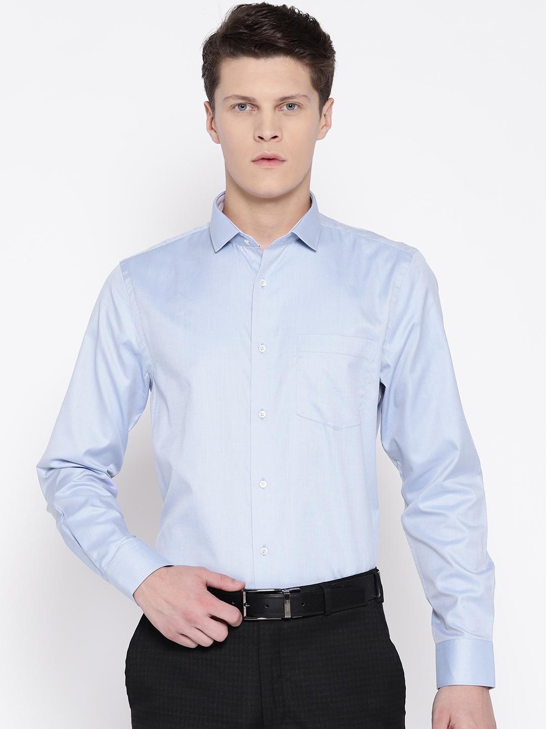 Buy GE SHIRTS Men Blue Slim Fit Solid Giza Cotton Formal Shirt - Shirts ...
