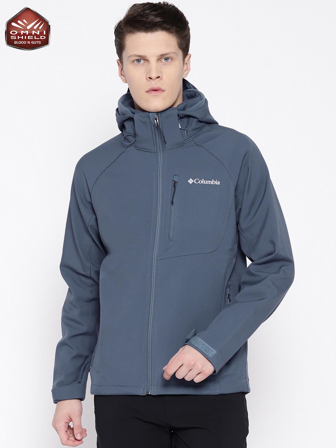 Buy Columbia Men Navy Blue Cascade Ridge II Softshell Hooded Solid ...