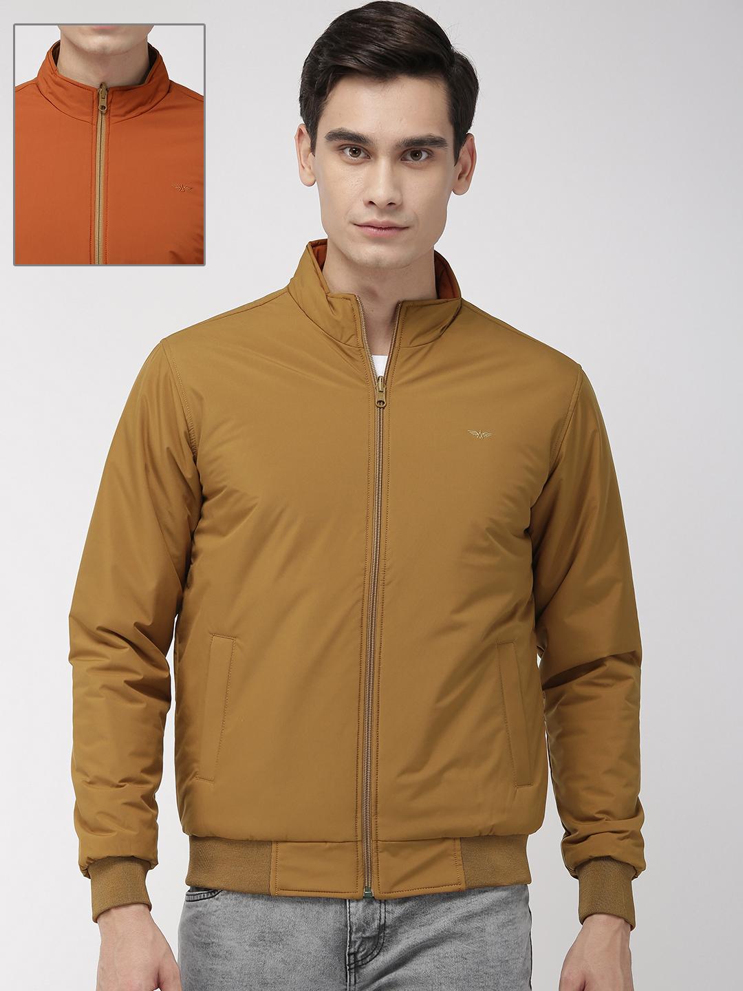 Buy Park Avenue Men Khaki & Rust Orange Slim Fit Solid Reversible ...