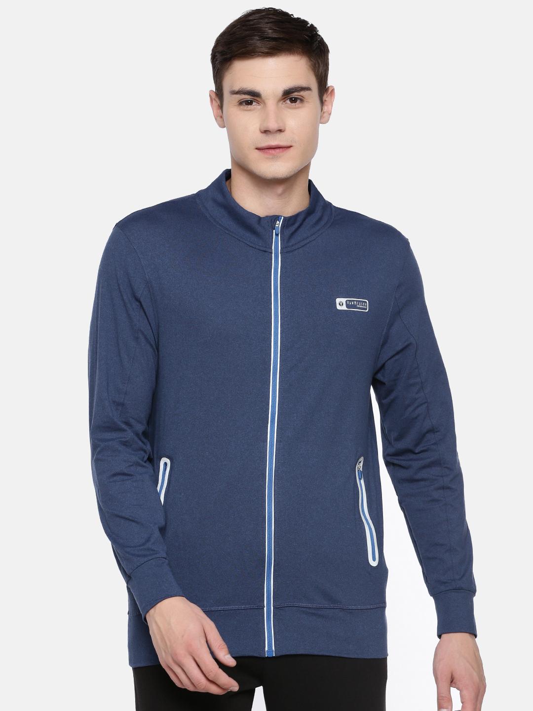 Buy Van Heusen Men Blue Solid Swift Dry Odour Shield Active Jacket ...