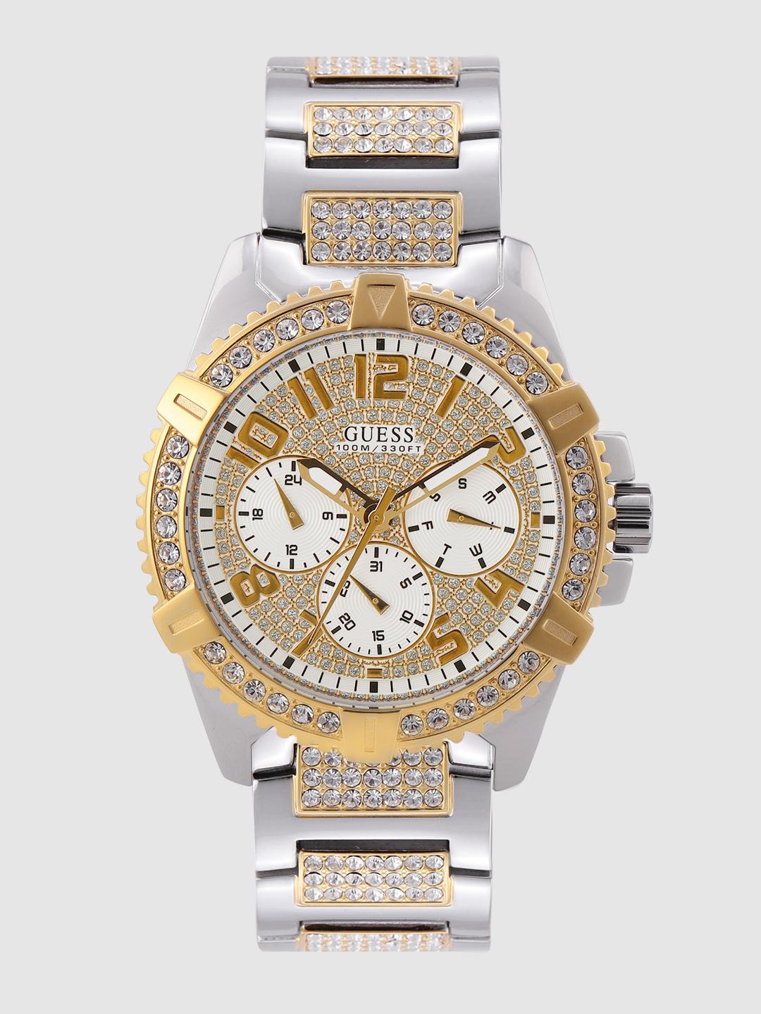 Buy GUESS Men Gold Toned & White Analogue Watch W0799G4 - Watches for ...