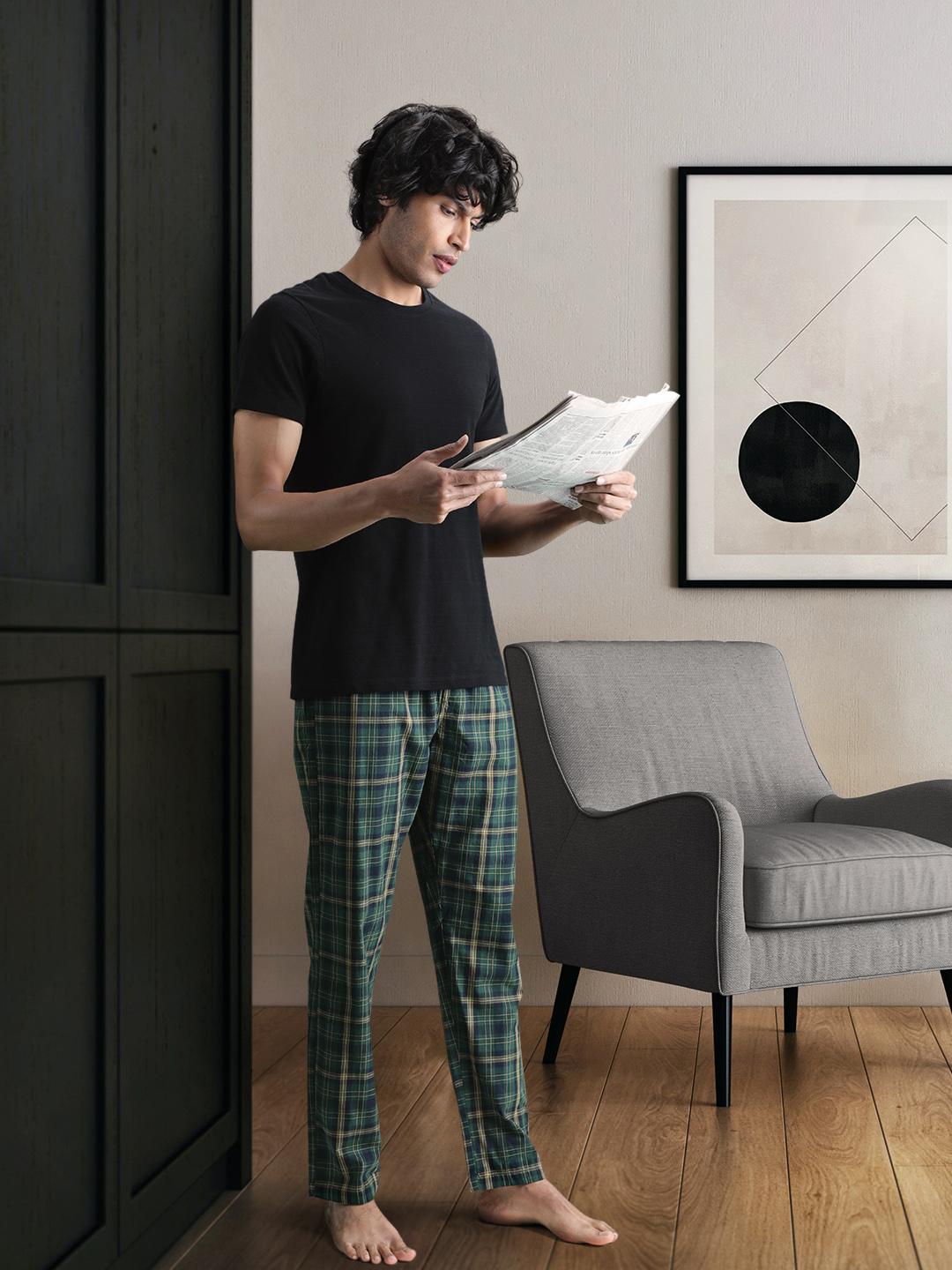 Buy U.S. Polo Assn. Men Green & Navy Blue Checked Lounge Pants I659 GN0 ...