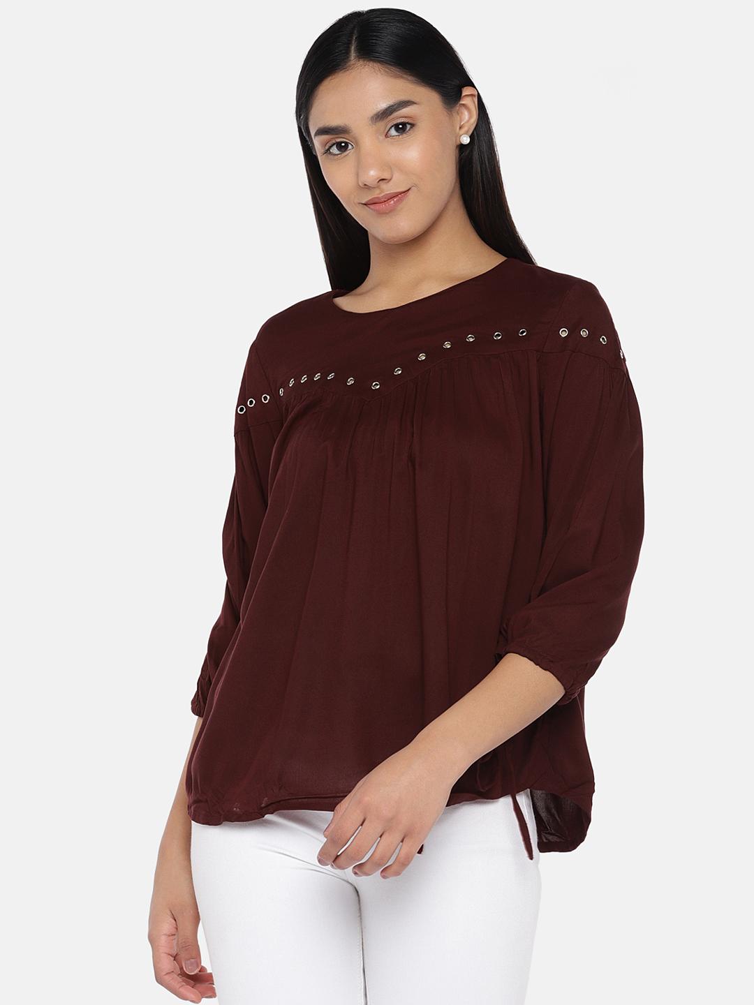 Buy Globus Women Brown Solid Top - Tops for Women 11004900 | Myntra