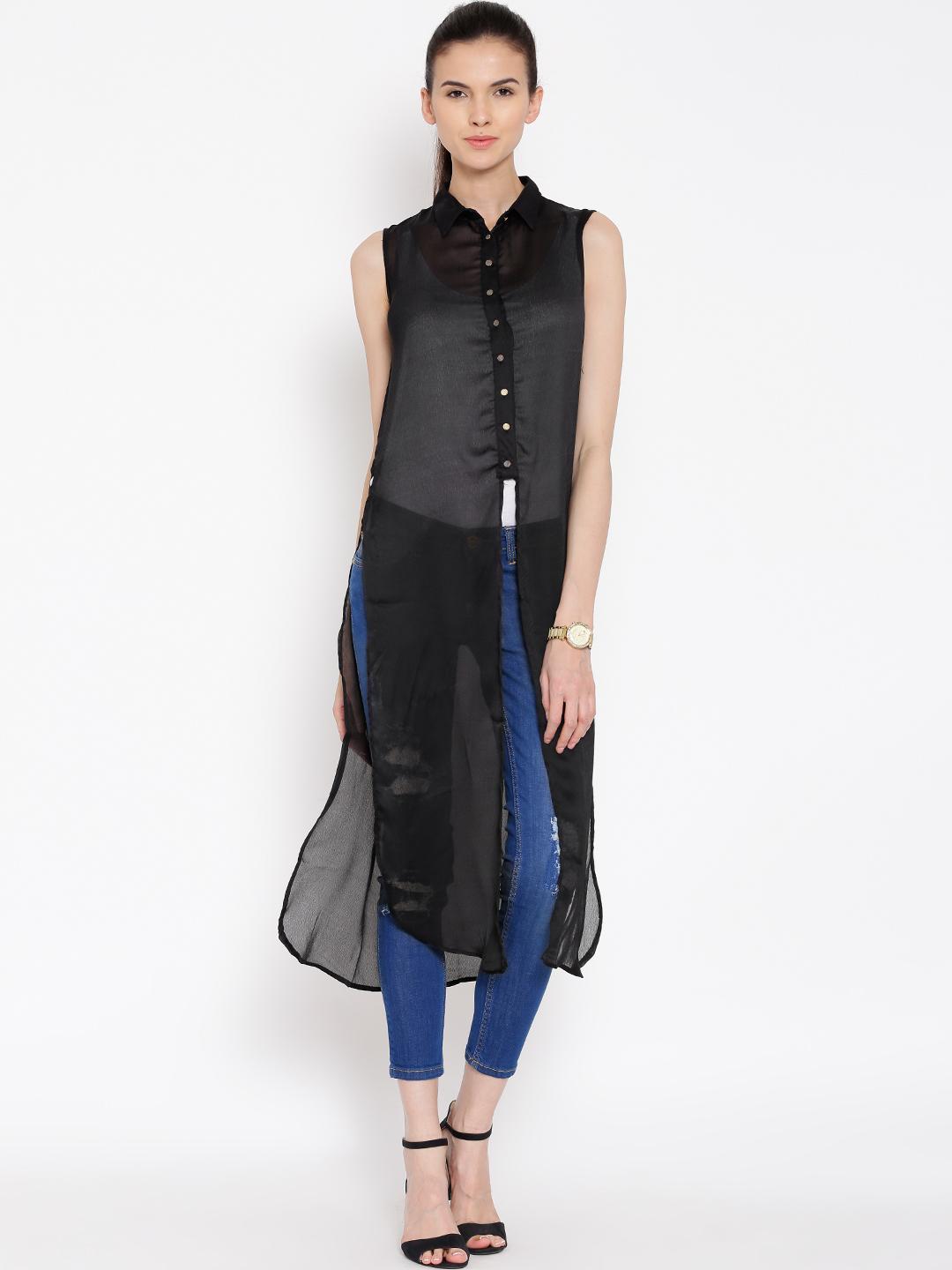 Buy Tokyo Talkies Black Sheer Maxi Tunic - Tunics for Women 1118636 ...