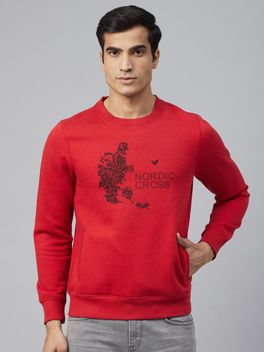 Buy Blackberrys Men Red & Black Nordic Cross Print Sweatshirt ...