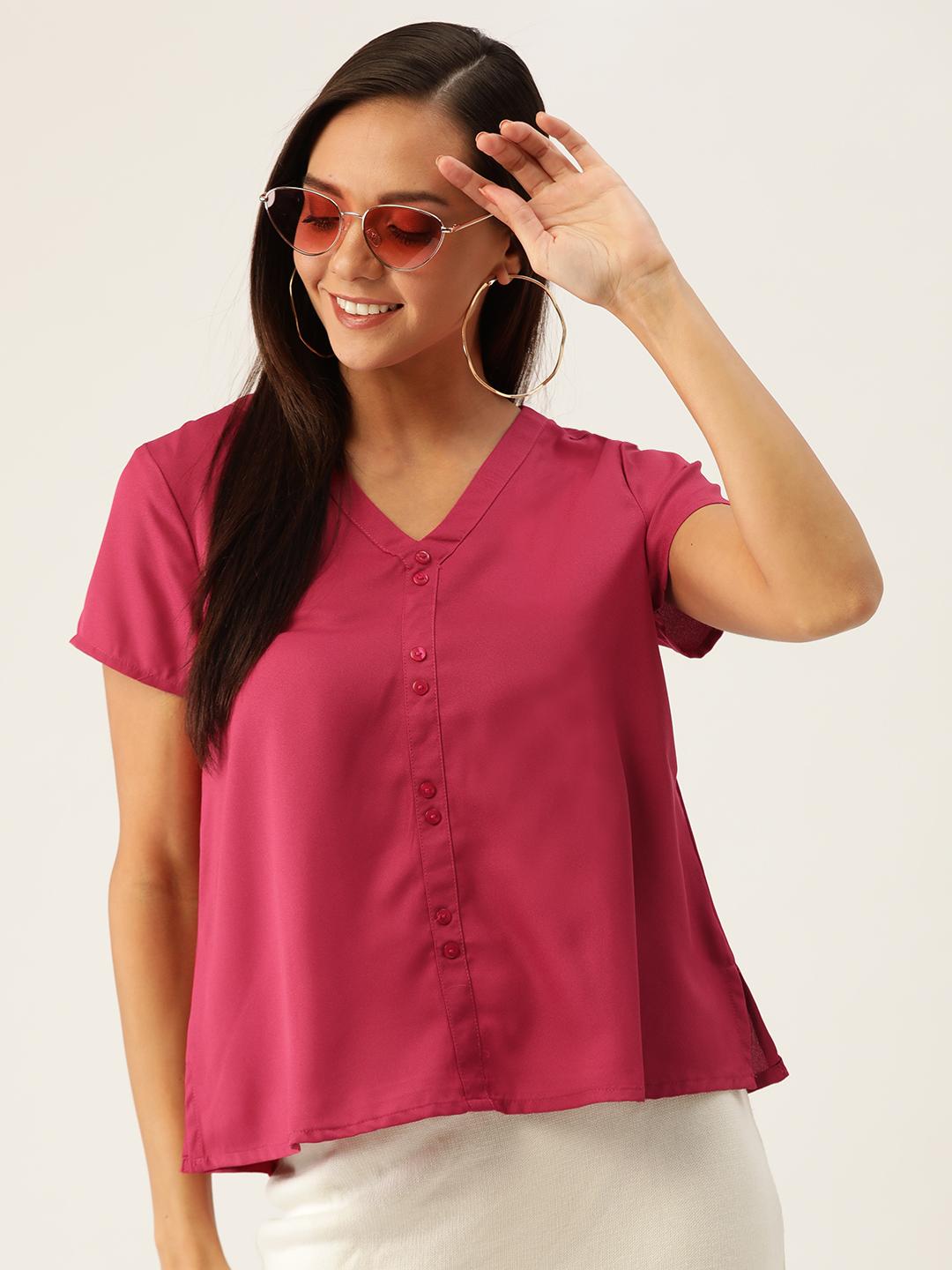 Buy DressBerry Women Pink Solid Top - Tops for Women 11272336 | Myntra