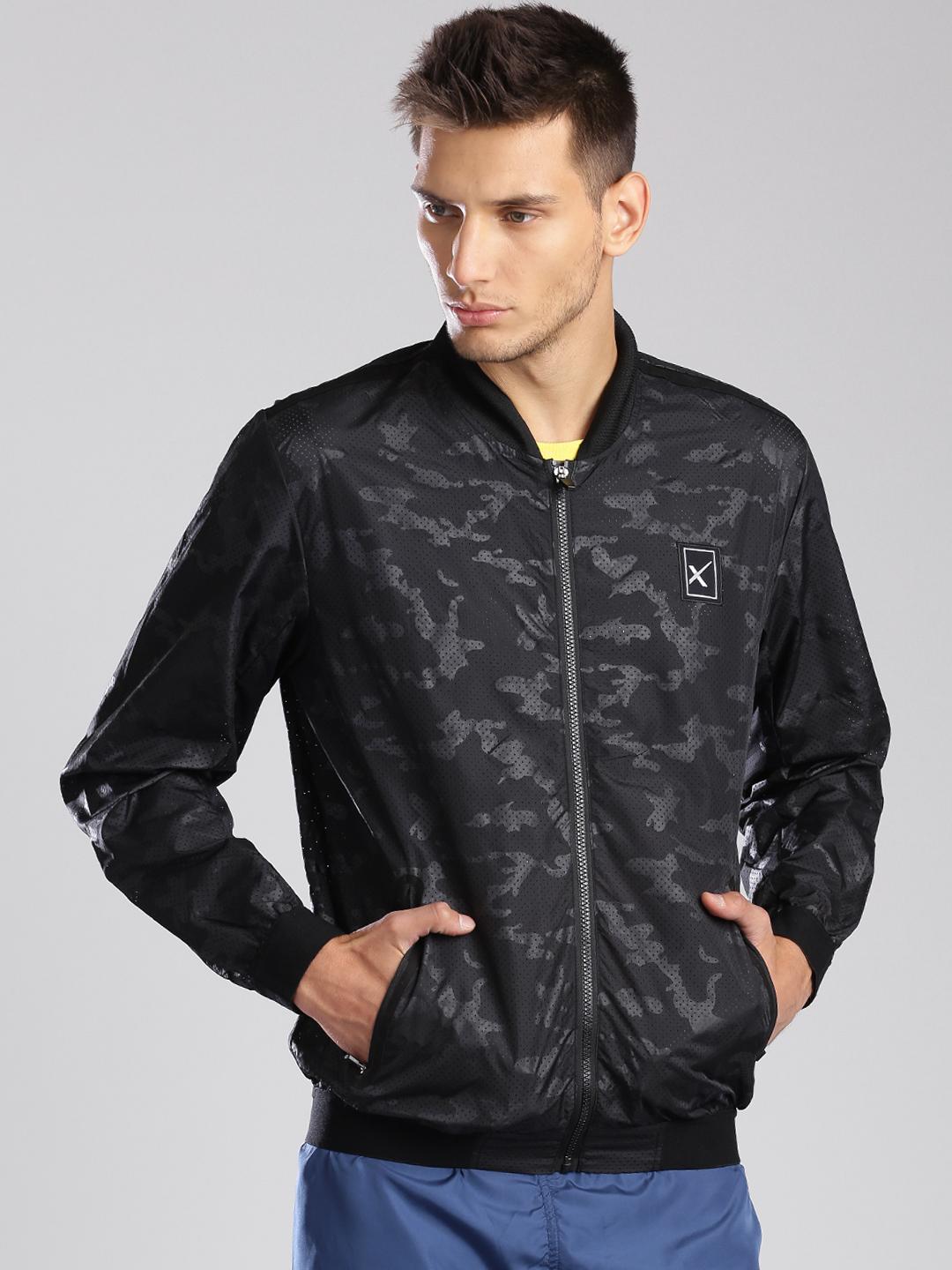 Buy HRX By Hrithik Roshan Active Black Printed Lightweight Windcheater ...