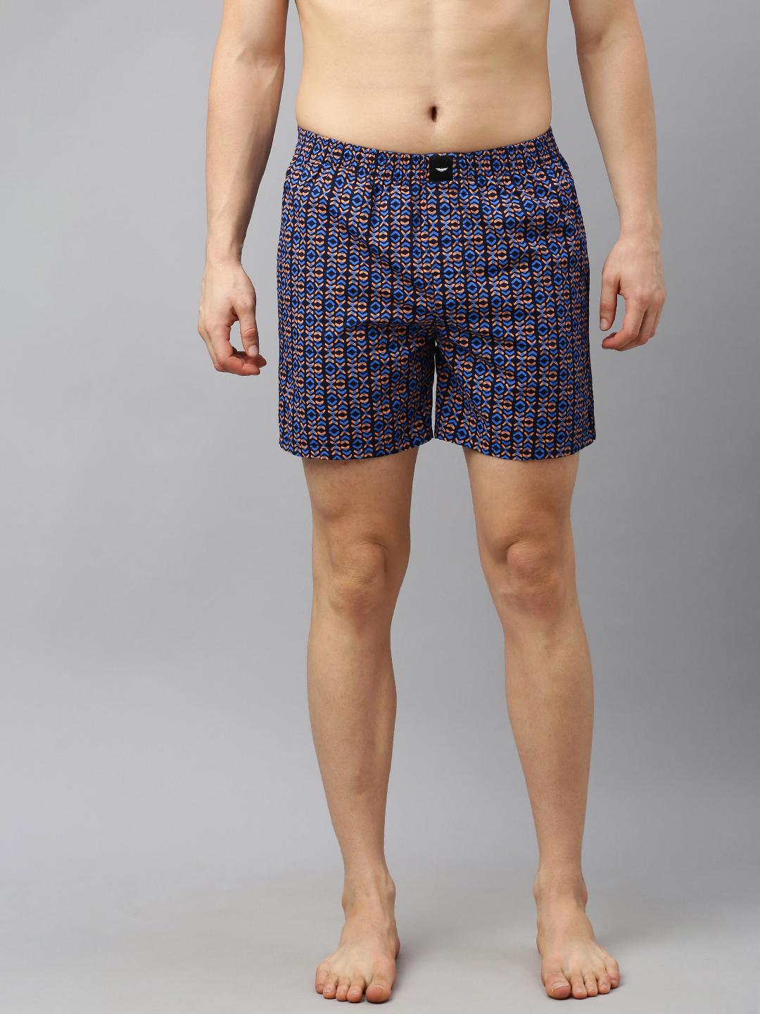 Buy Park Avenue Men Blue & Orange Printed Pure Cotton Boxers PZUA00494 ...