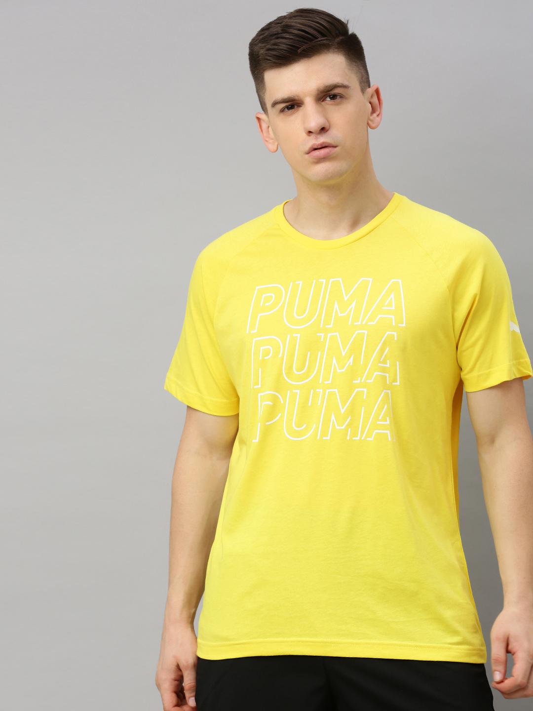 Buy Puma Men Yellow Printed Round Neck T Shirt - Tshirts for Men ...