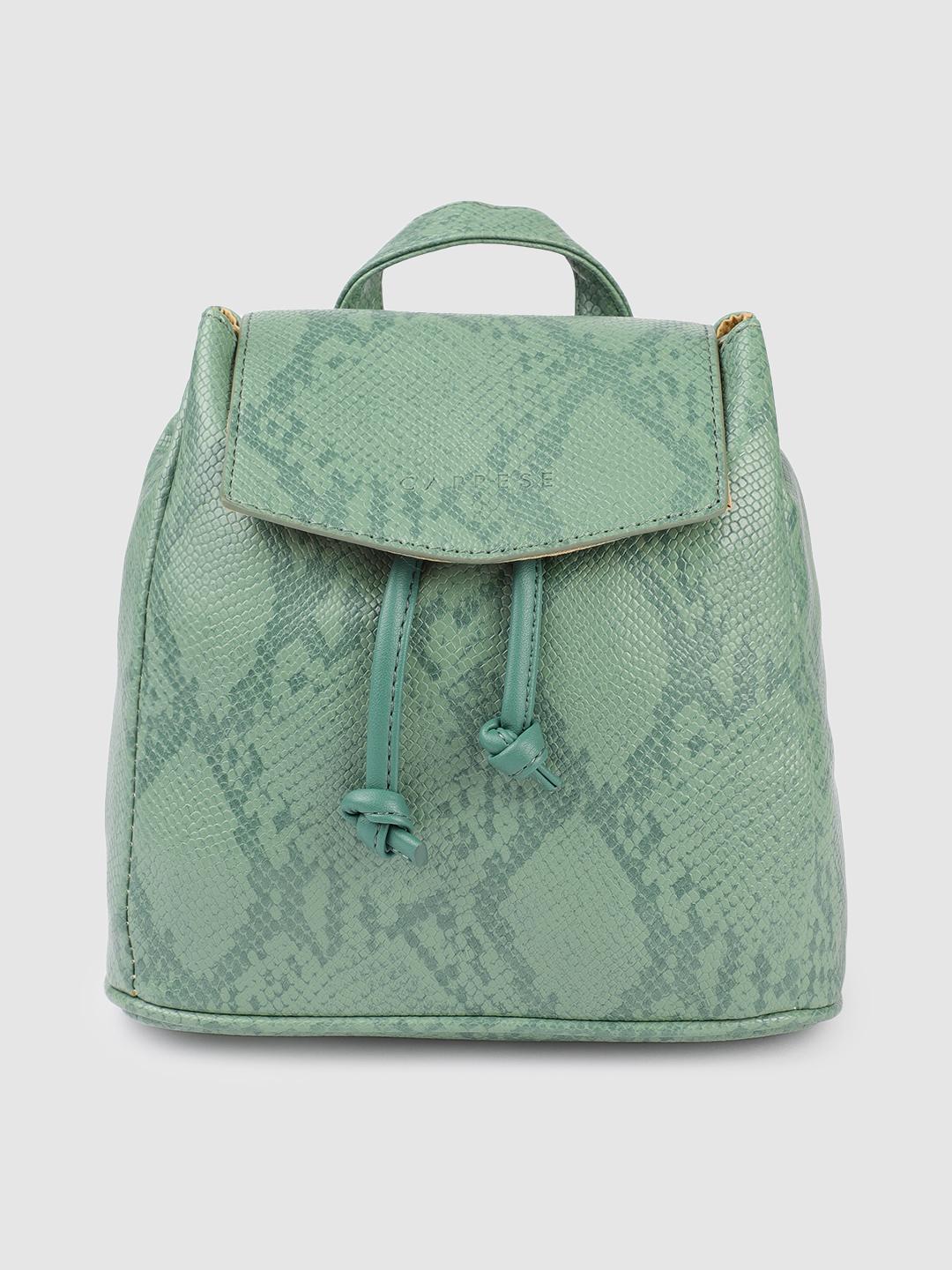 Buy Caprese Women Green Animal Skin Textured Backpack - Backpacks for ...
