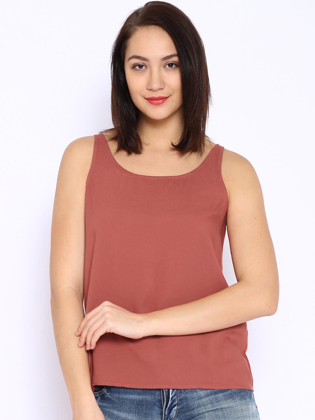Buy ONLY Rust Orange Sleeveless Top - Tops for Women 1155939 | Myntra